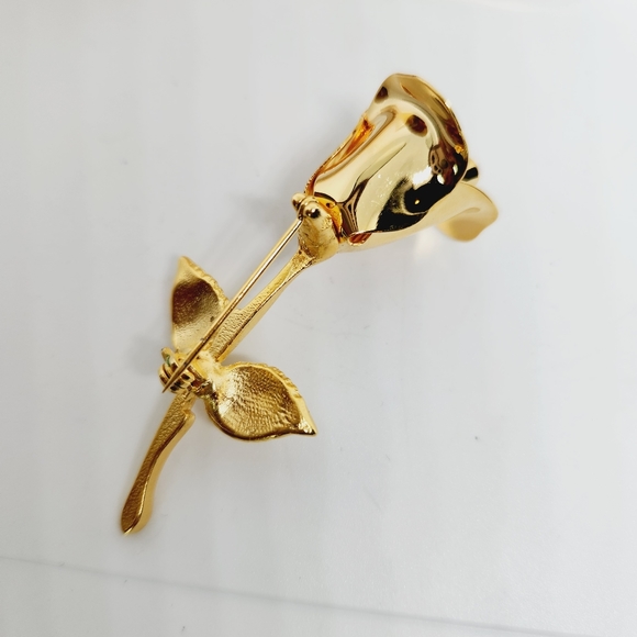 Jewelry | Vintage Rose Flower Gold Plated Brooch Pin New In Box ...